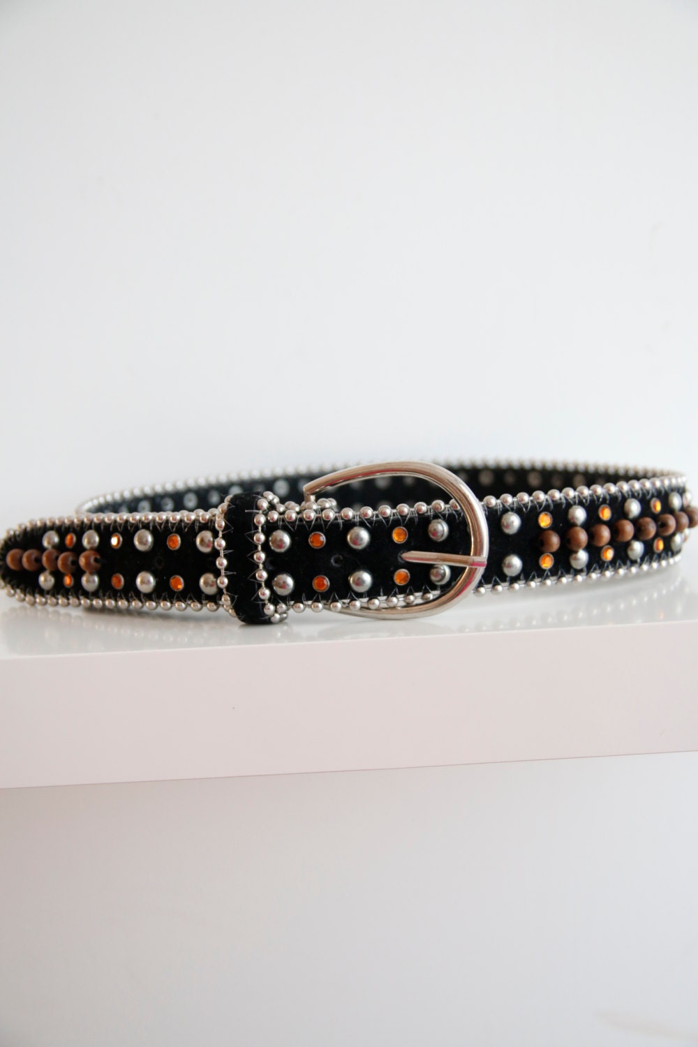 Vintage Vegan Leather Belt Boho Belt Gypsy Belt Belt With Pearls ...