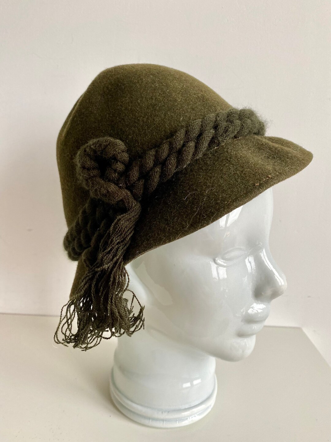 Vintage Wool Moss Green Hat Wool Fedora Hat Spring Hat Women's Winter ...