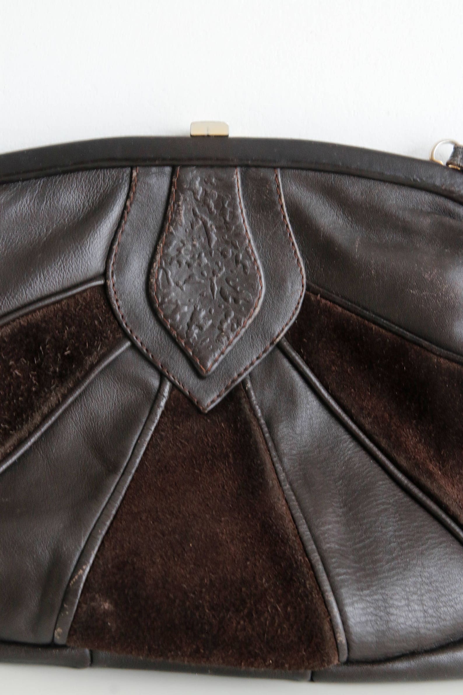Vintage Brown Leather Bag Brown Handbag Chocolate Brown Bag Suede ...