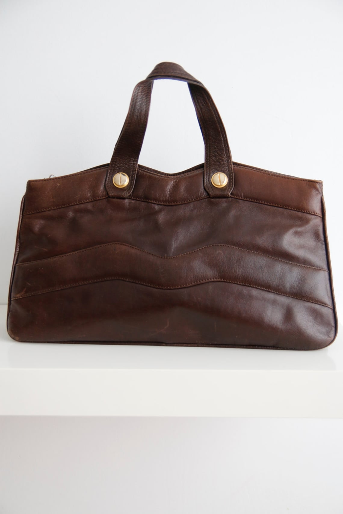 Vintage Brown Leather Handbag Dark Brown Leather Bag Leather Mini ...