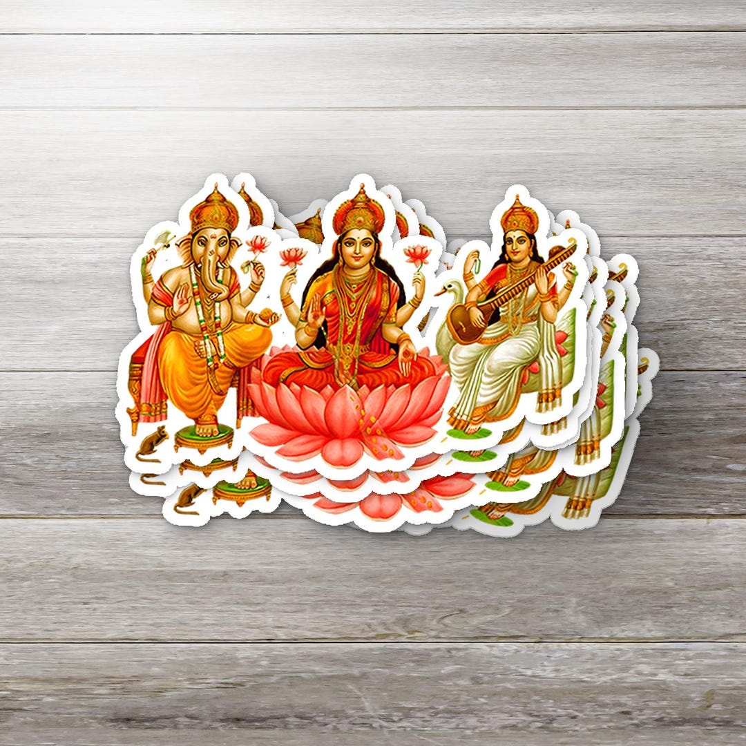 Ganesha, Lakshmi & Saraswati Hindu Deities Spiritual Laptop Sticker ...