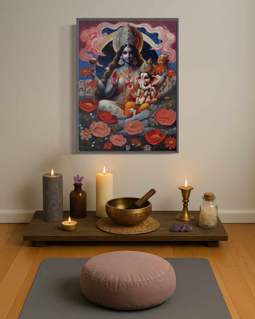 Parvati With Baby Ganesha Hindu Goddess Canvas Print - Spiritual Altar ...
