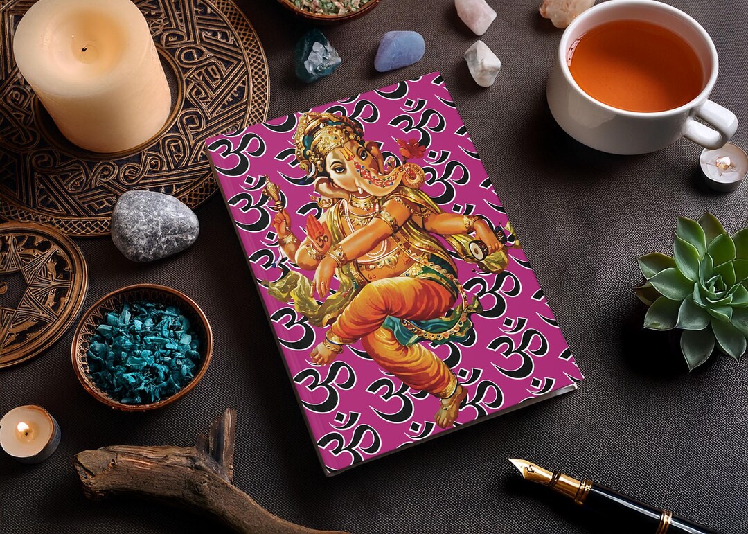 Sacred Om Ganesha Pink Blank Notebook for Meditation, Hindu God Art ...