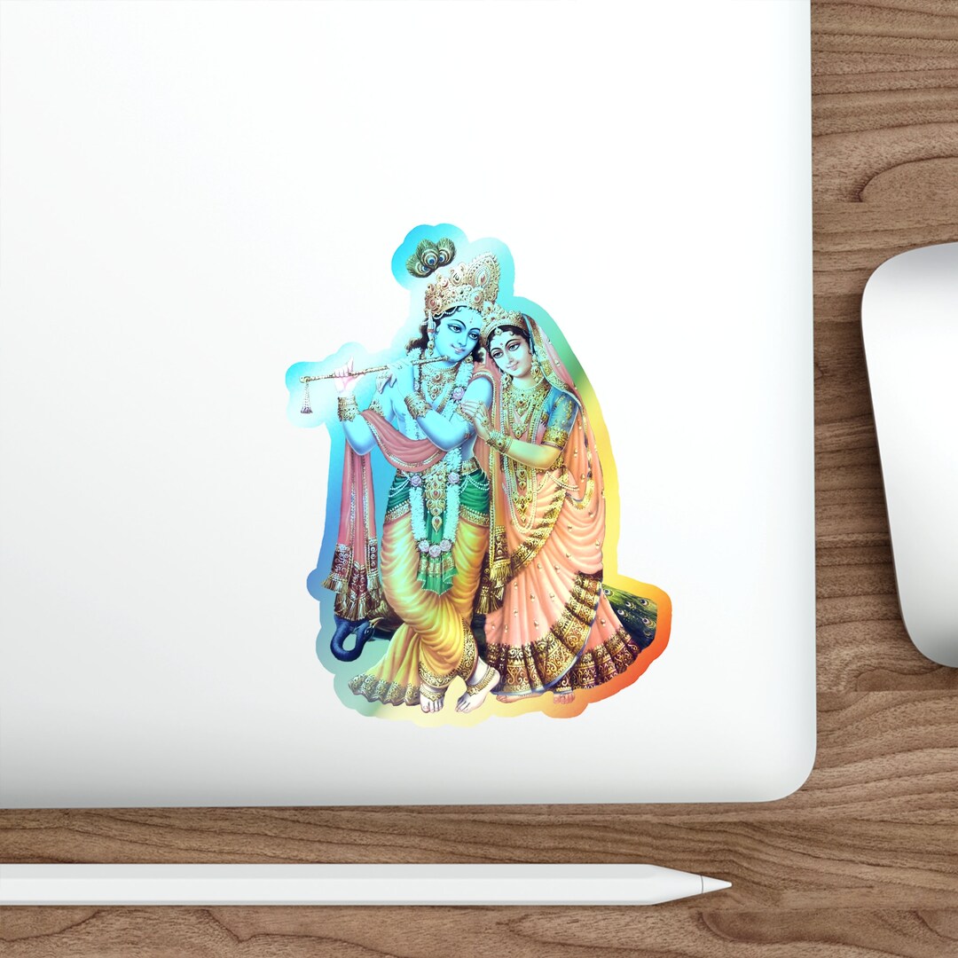 Radha and Krishna Die-cut Holographic Sticker Divine Hindu God and ...