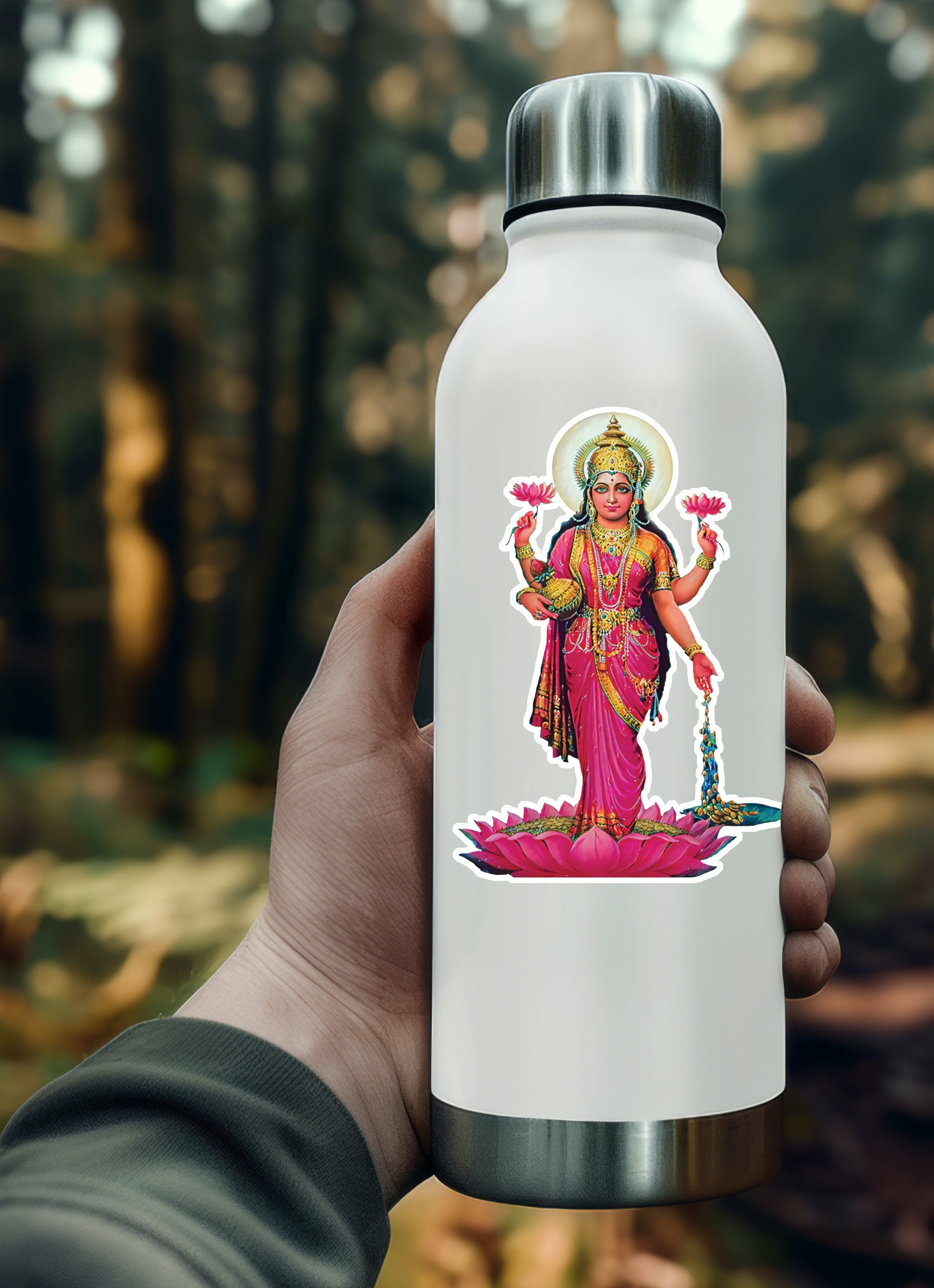 Lakshmi Hindu Art Die-cut Sticker, Feng Shui Decal, Meditation Altar ...