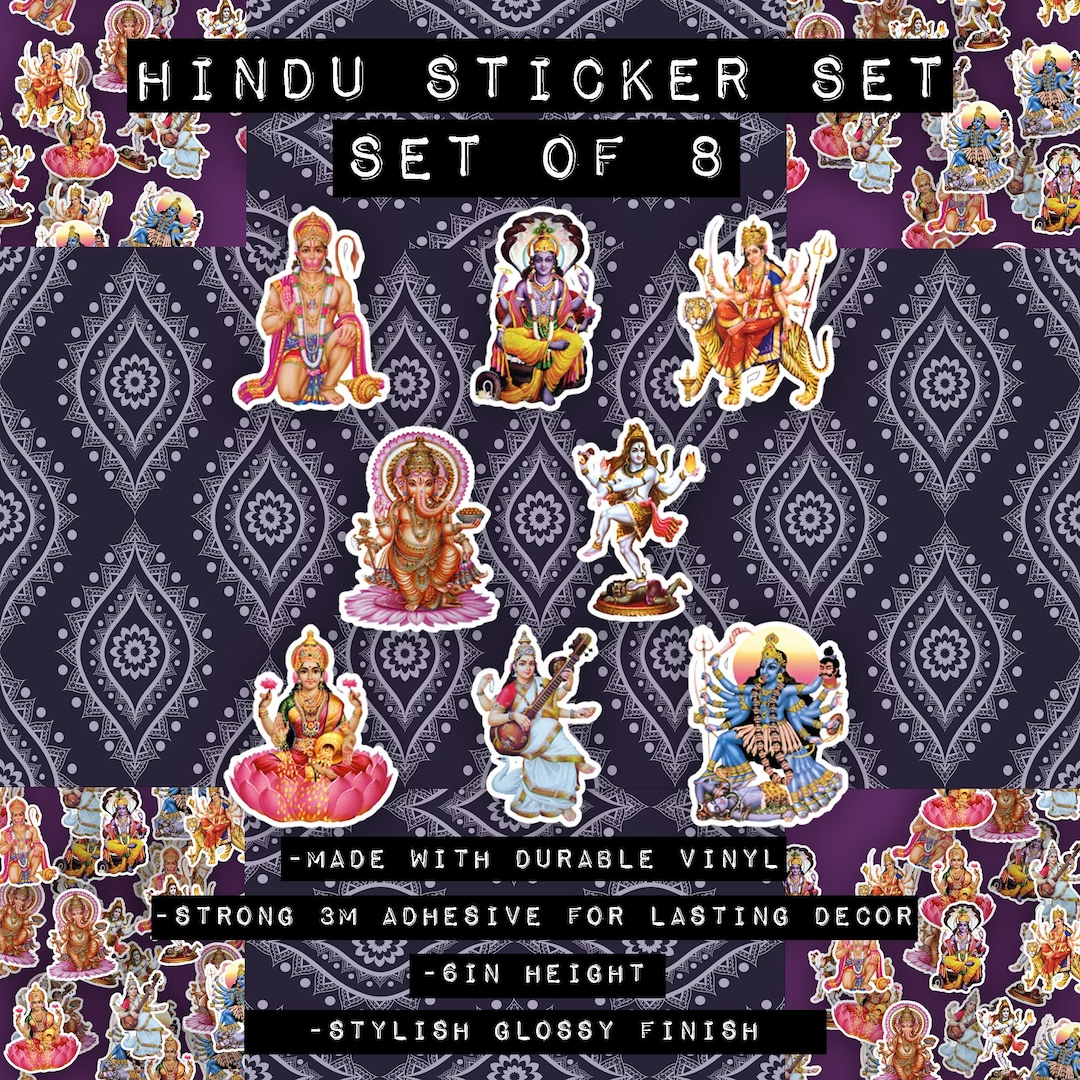 Hindu Deity Sticker Set Ganesha, Hanuman, Kali, Durga, Vishnu ...
