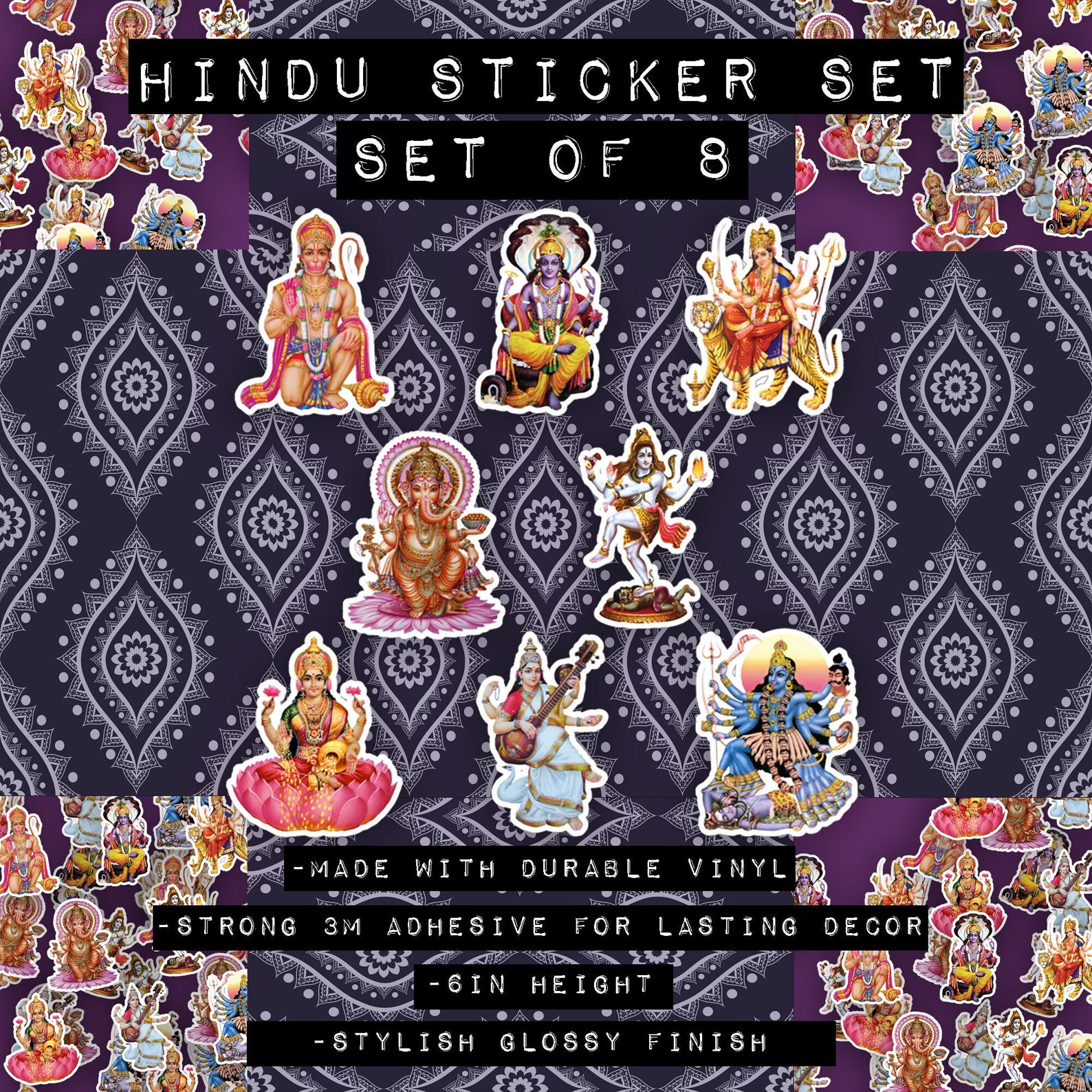Hindu Deity Vinyl Sticker Set: Altar & Home Decor - Etsy