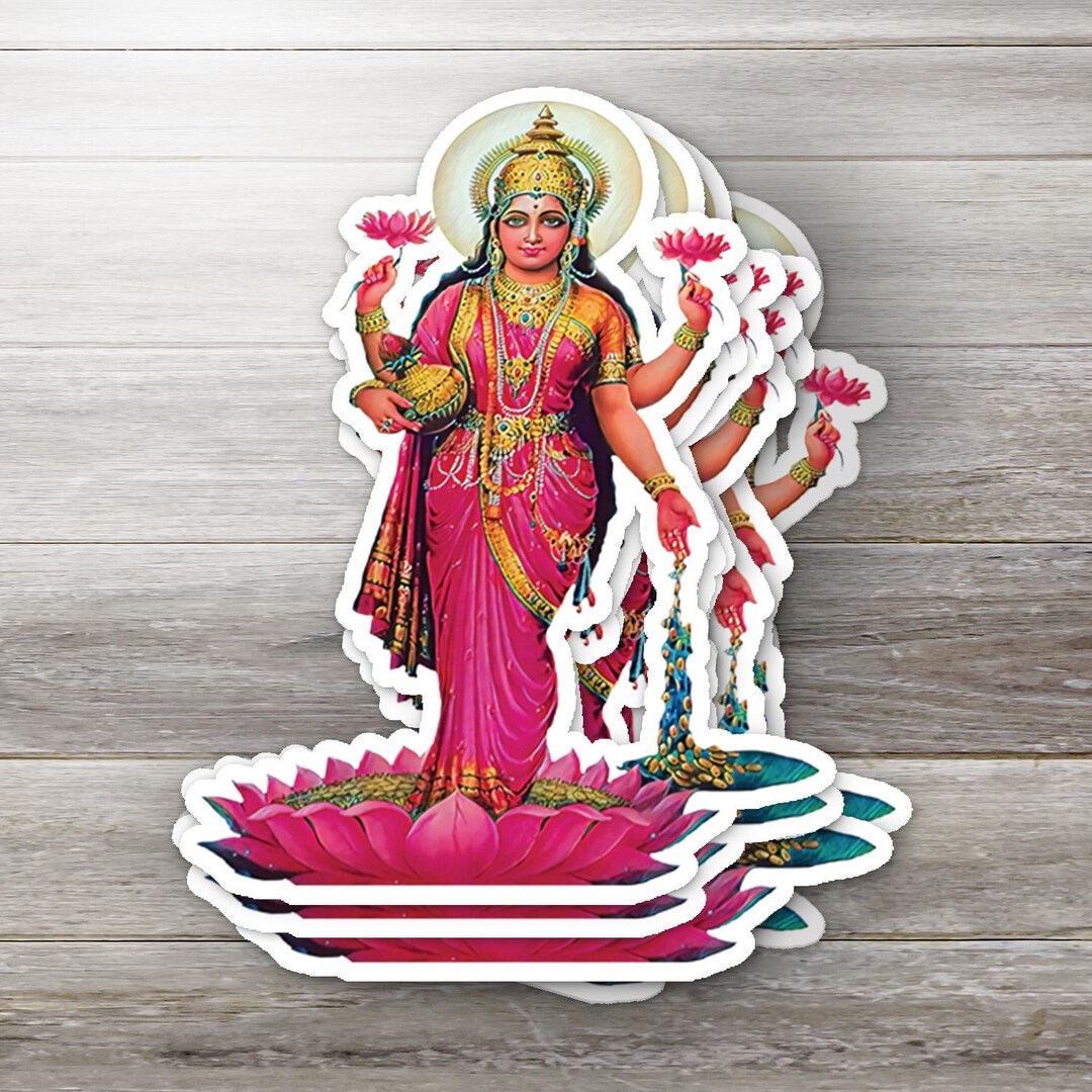 Lakshmi Hindu Art Die-cut Sticker, Feng Shui Decal, Meditation Altar ...