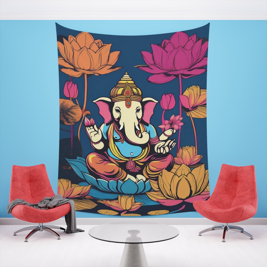 Hindu Ganesha Wall Tapestry 3 Ganesha Wall Art Large Ganesha Tapestry Bold Graphic Bold Hindu ...