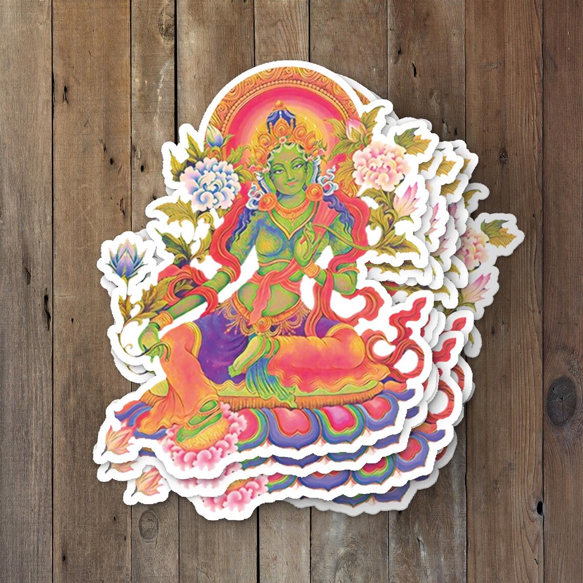 Green Tara Sticker: Buddhist Art Decal, Feng Shui Decor - Etsy