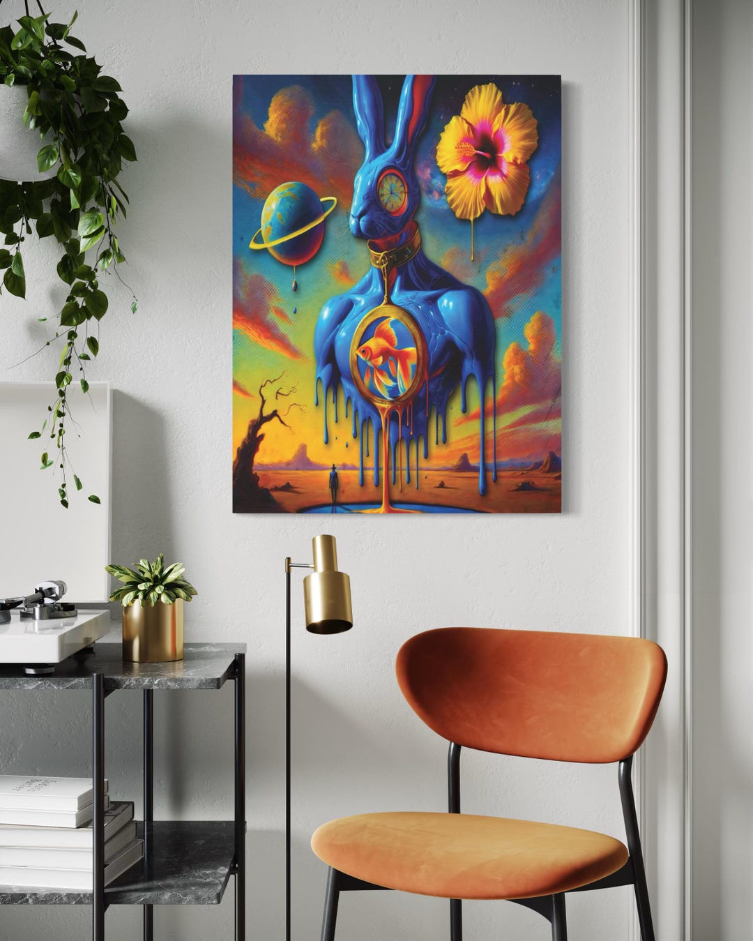 Original Surreal Blue Rabbit Canvas – Signed 18x24 Digital Art ...