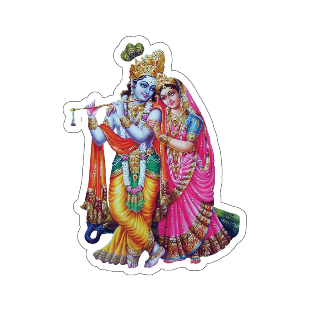 Radhe Krishna Hindu Spiritual Decal: Sacred Art Sticker for Yogis ...