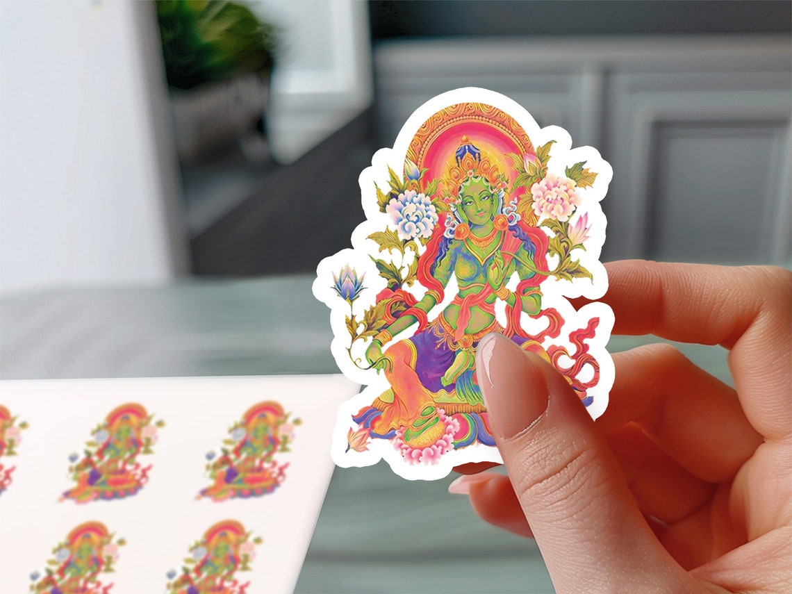 Green Tara Sticker: Buddhist Art Decal, Feng Shui Decor - Etsy