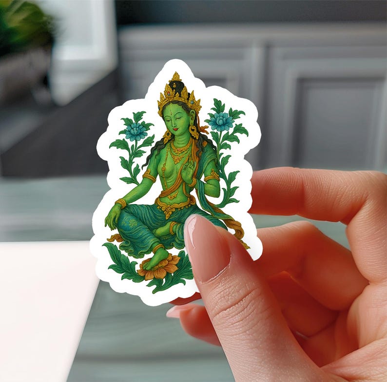 Green Tara Buddhist Stickers, Decal for Laptop, Journal, Water Bottle ...