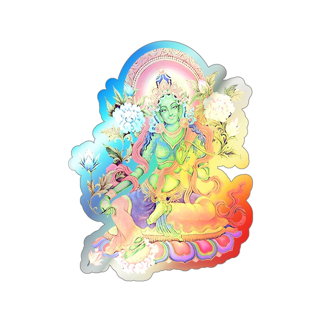 Holographic Green Tara Water-resistant Vinyl Decal - Spiritual Art ...