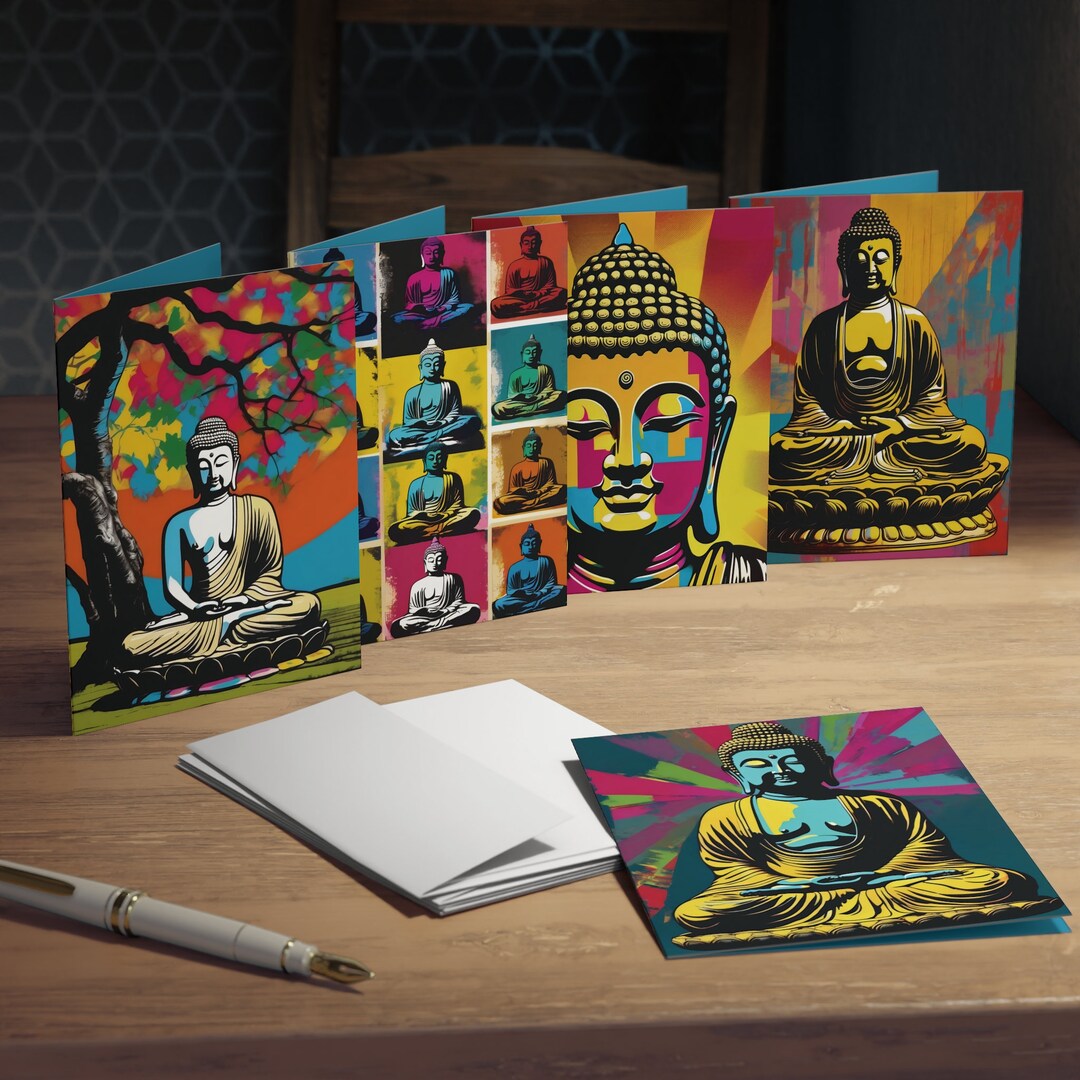 Colorful Buddha Pop Art 5-pack Blank Greeting Card Set | Buddhist Note ...