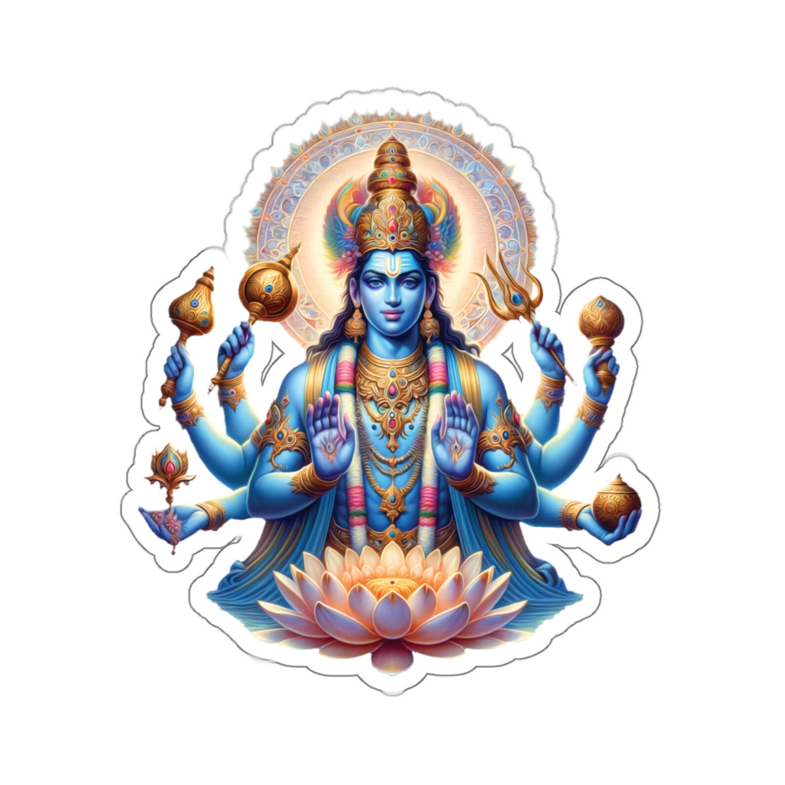 Hindu God Vishnu Sticker, Hindu Sticker, Hindu Art, Vishnu Sticker ...