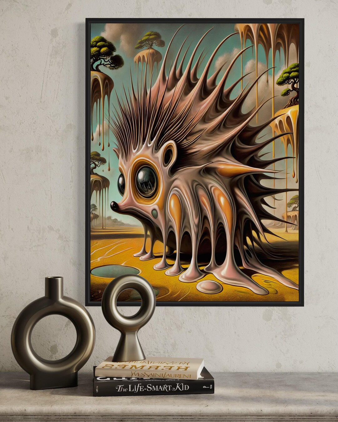 Melting Hedgehog Surreal Original Art, Abstract Wall Decor, Modern Home ...