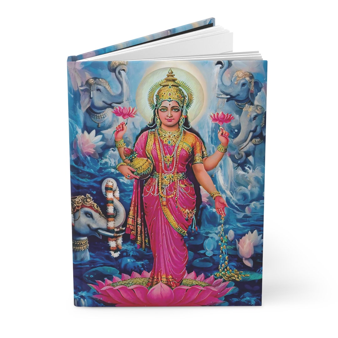 Hindu Goddess Lakshmi Hardcover Journal With Elephants 150 Lined Pages ...