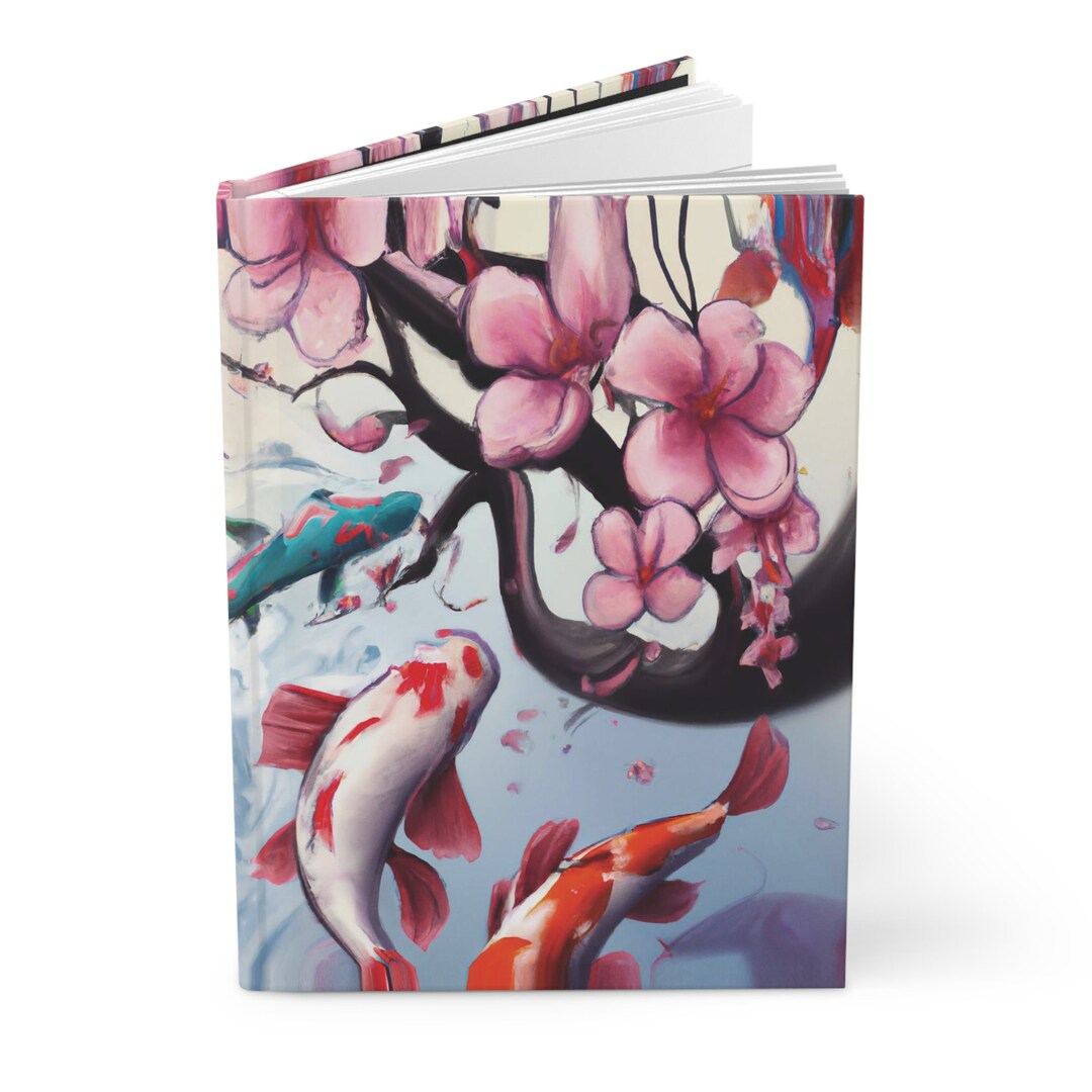 Cherry Blossom Koi Hardcover Journal - Unique Dream Notebook for ...