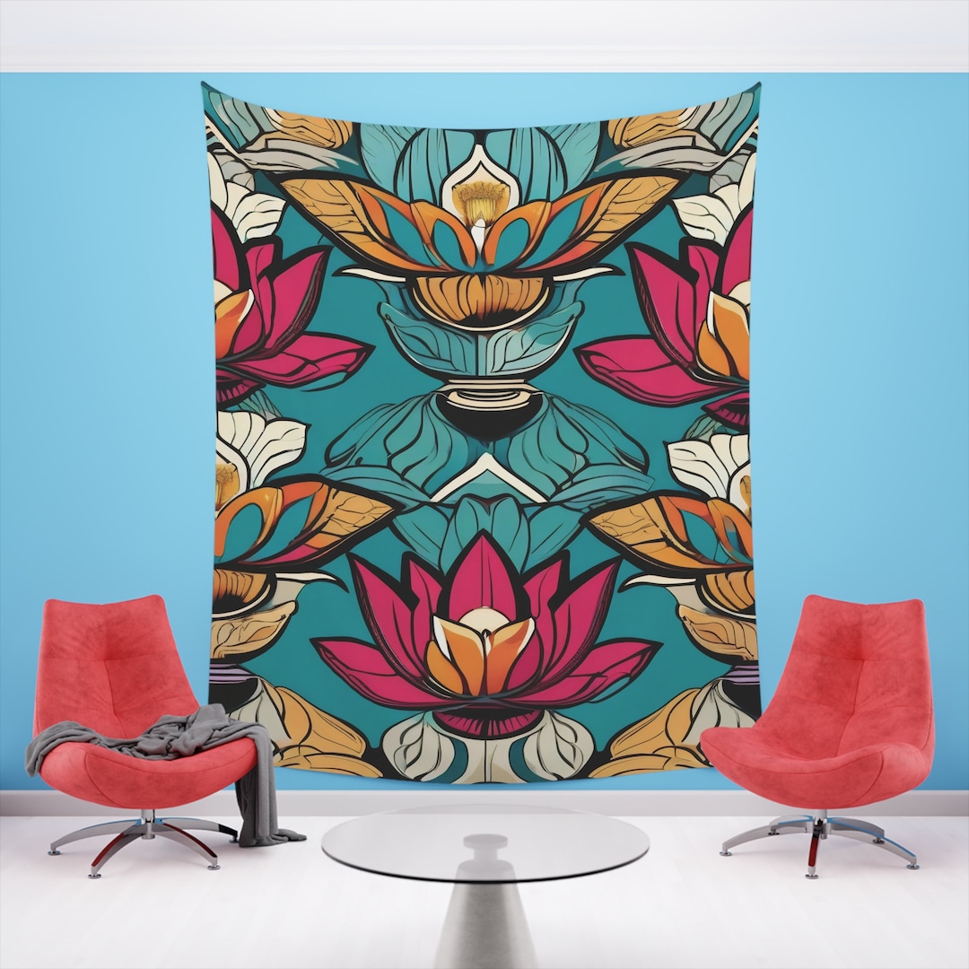Lotus Wall Tapestry 7 Lotus Flower Wall Art Large Wall Tapestry Bold ...