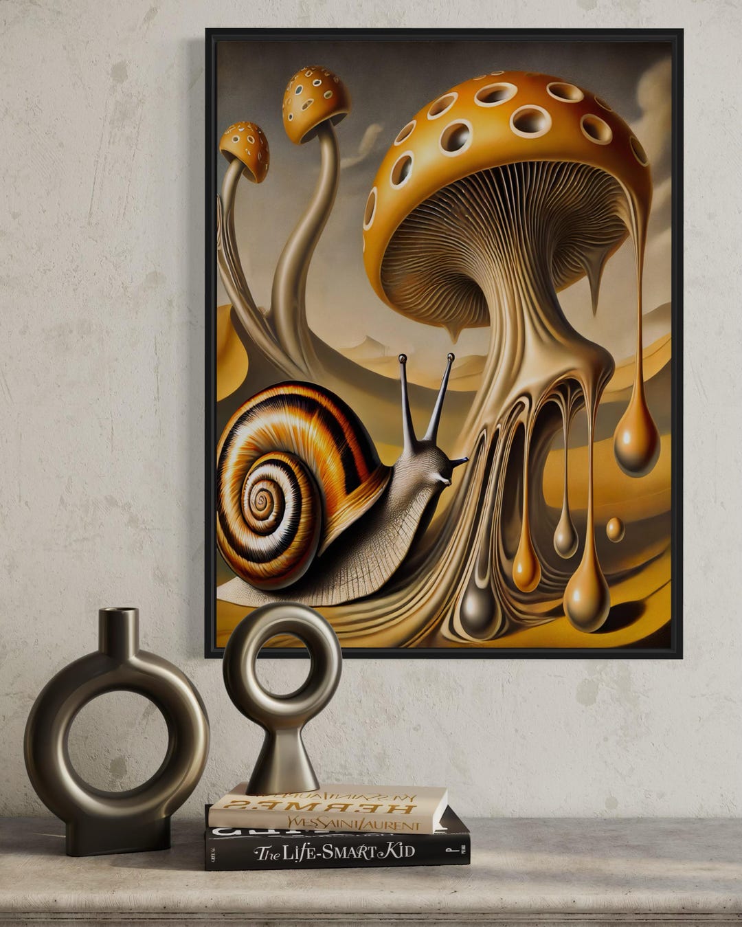Surreal Snail Art Print: Psychedelic Mushroom Decor, Signed Canvas or ...