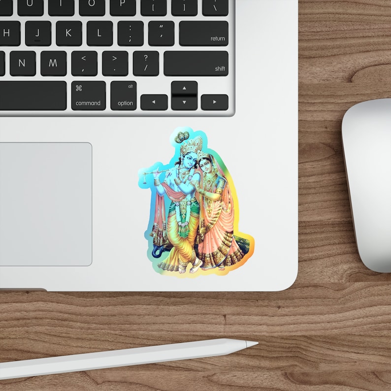 Radha and Krishna Die-cut Holographic Sticker Divine Hindu God and ...