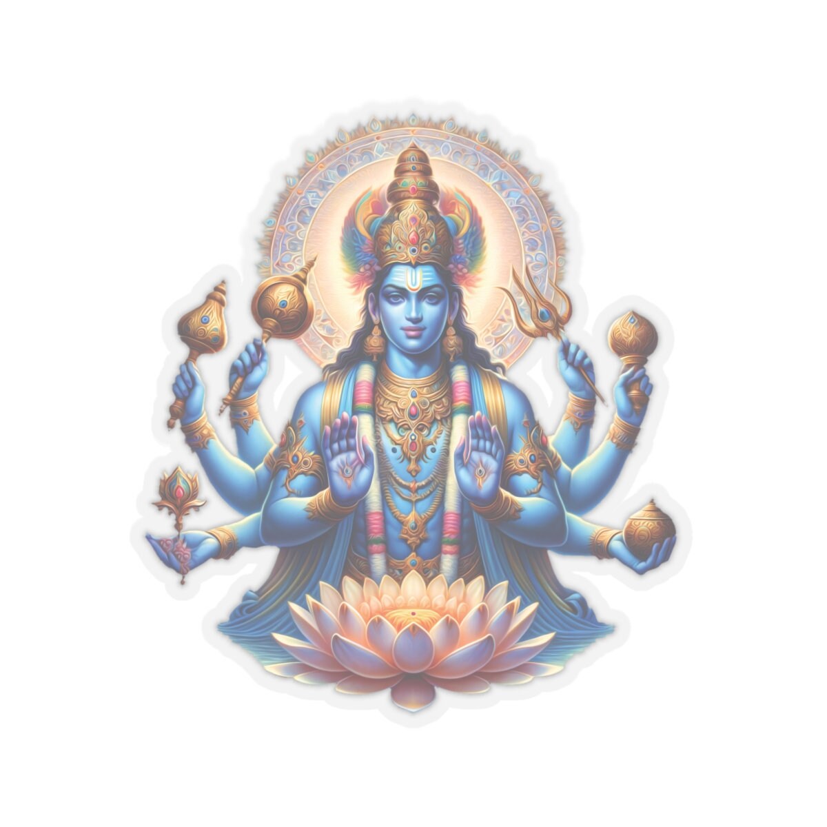 Hindu God Vishnu Art Decal - Sacred Sticker Decor for Spiritual Spaces ...