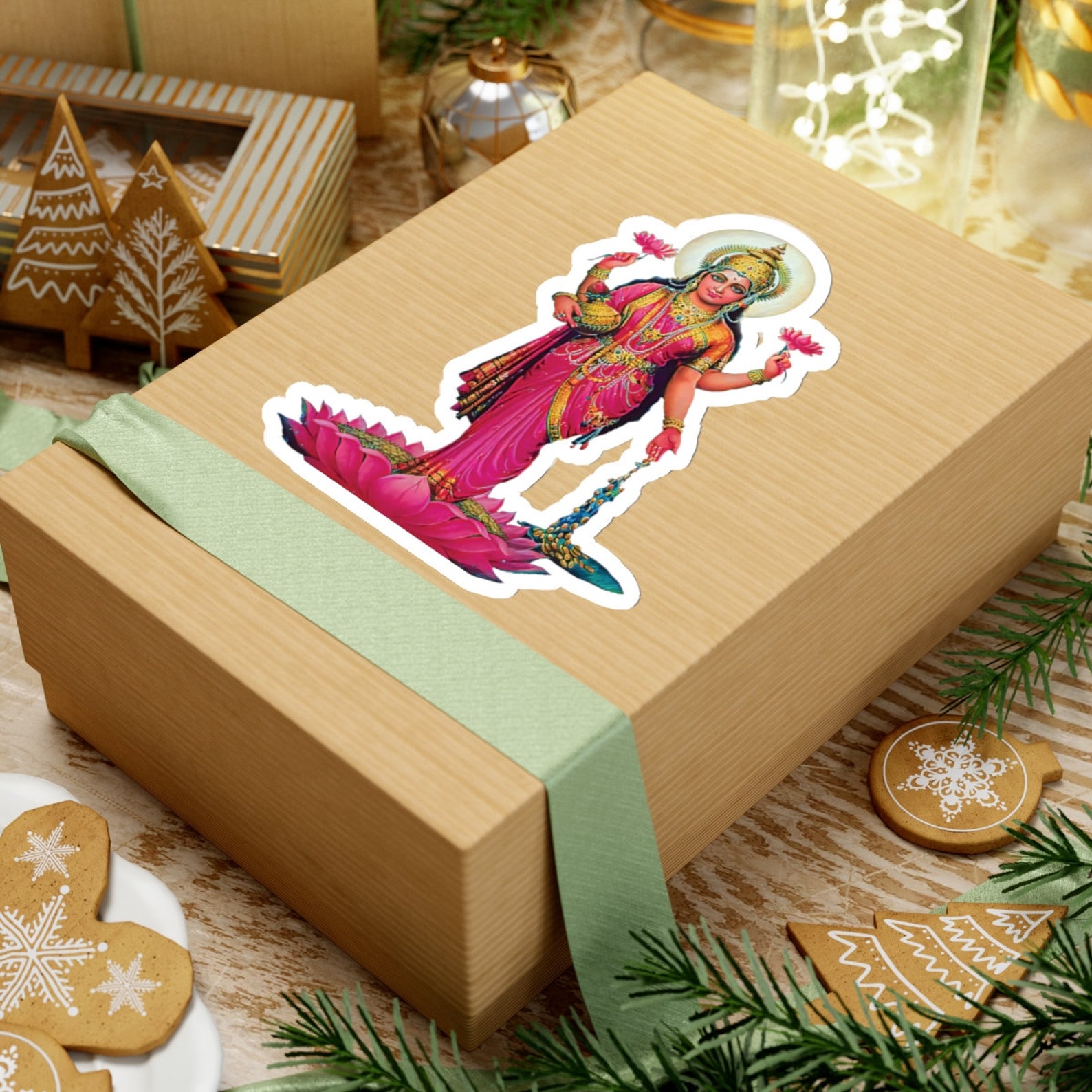 Lakshmi Hindu Art Die-cut Sticker, Feng Shui Decal, Meditation Altar ...