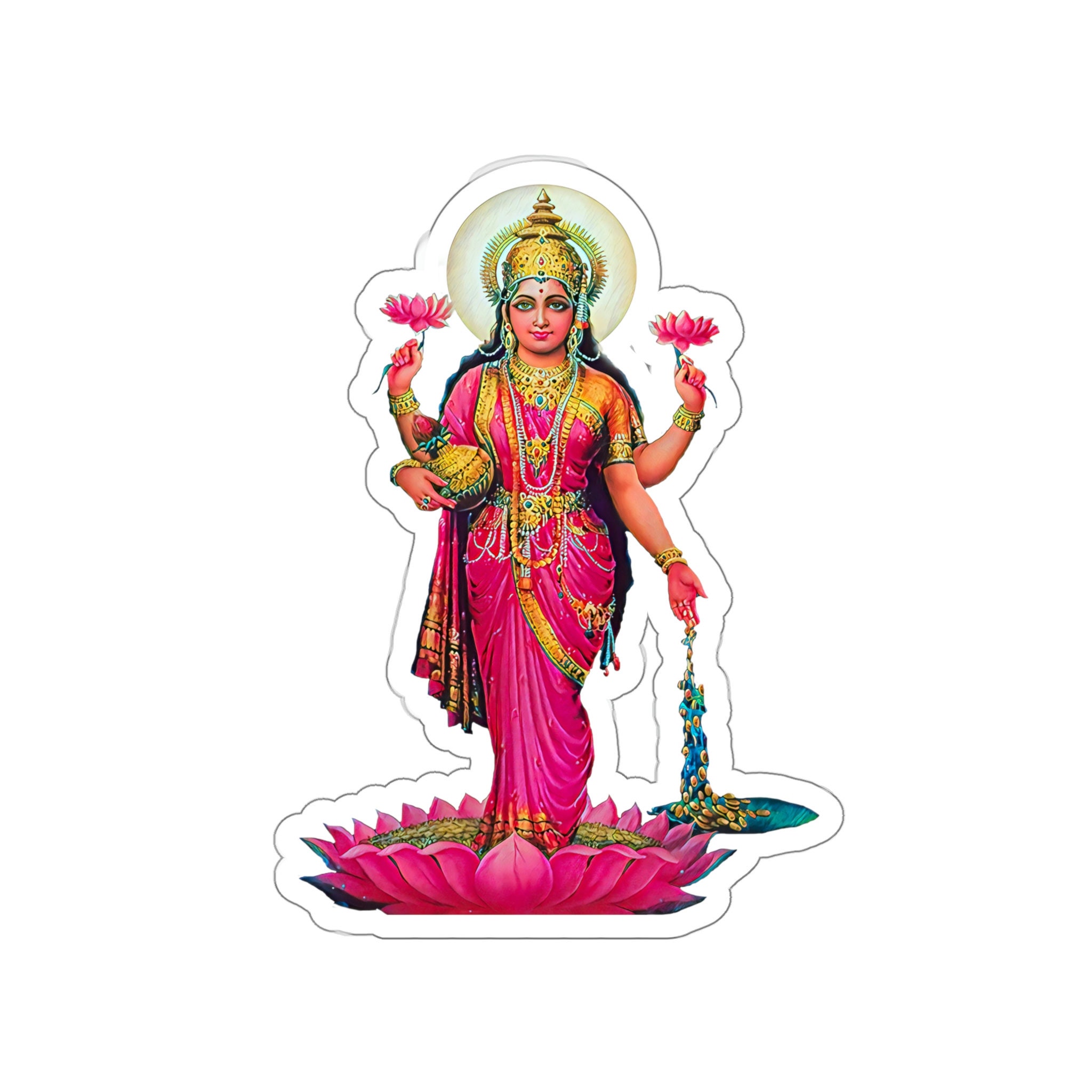 Hindu Goddess Lakshmi Die-cut Sticker Goddess of Wealth and - Etsy