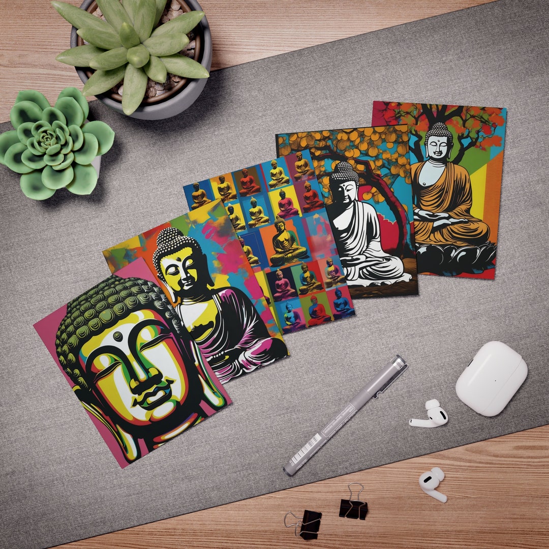Vibrant Buddha Pop Art Greeting Cards (5-pack) | Modern Buddhist Note ...