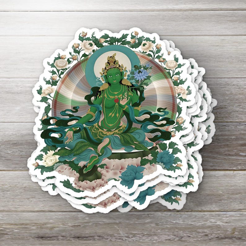 Green Tara Buddha Sticker: Enlightened Meditation Artwork - Etsy