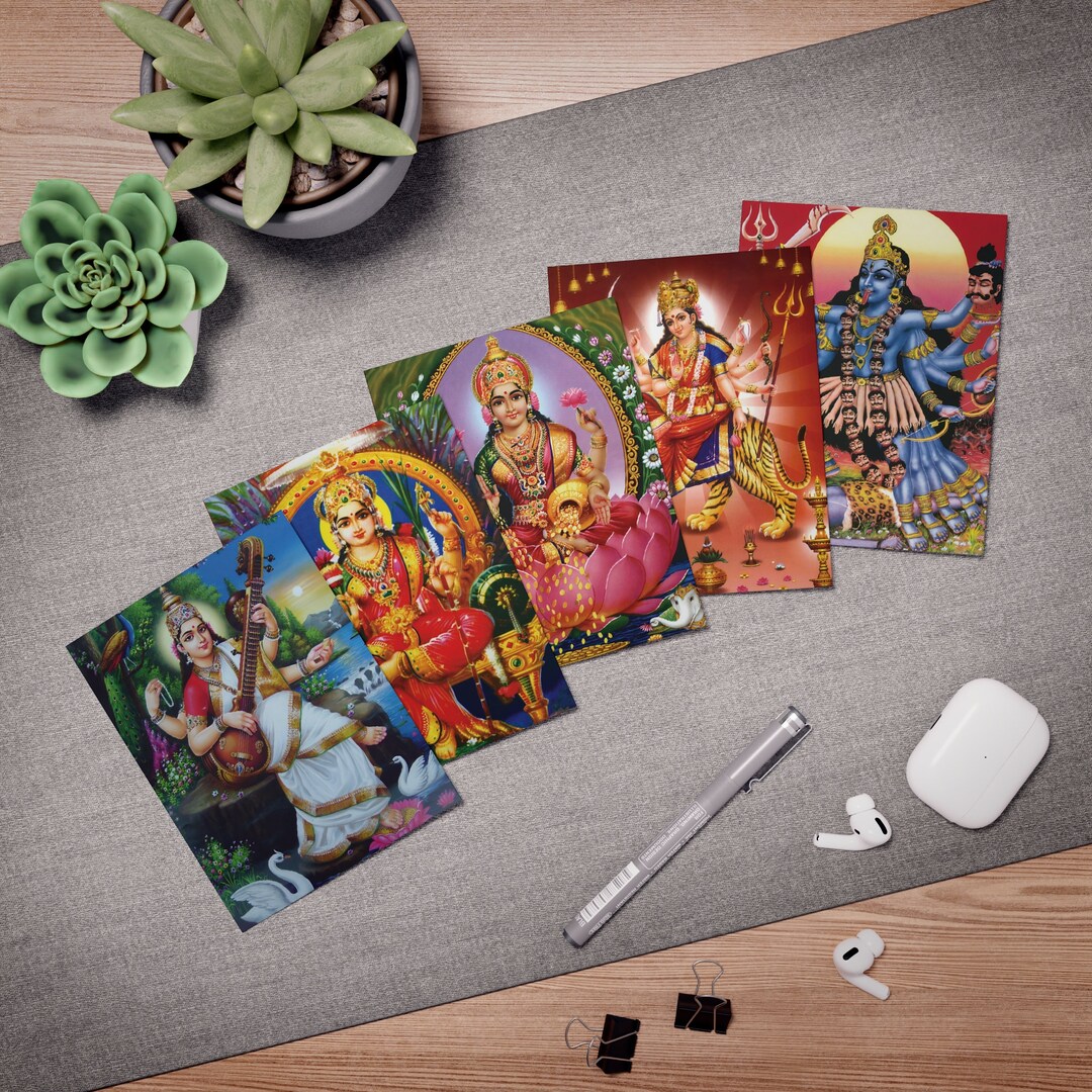 Hindu Goddess Greeting Cards Set 5 Blank Note Cards, Unique Stationery ...