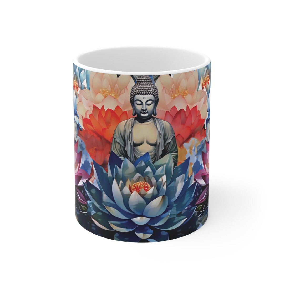 Buddha Lotus Design 11oz Ceramic Coffee Mug With Buddhist Art - Etsy