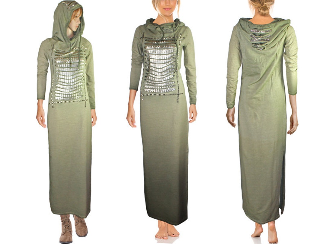 Handcrafted Medieval Knight Gothic Cyber Psy Cut Out Hooded Dress Gr.36 ...