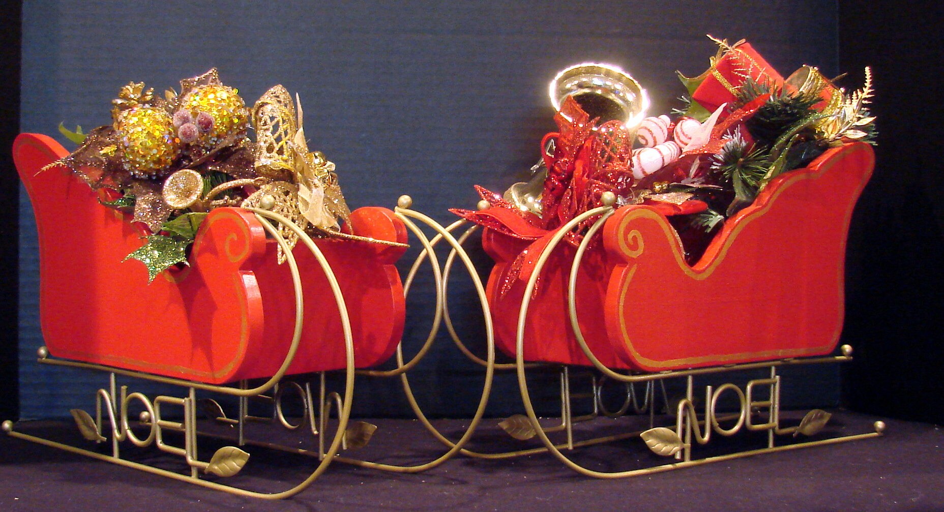 Red Wooden Sleigh on Gold Metal Runner (READY TO SHIP) - Etsy