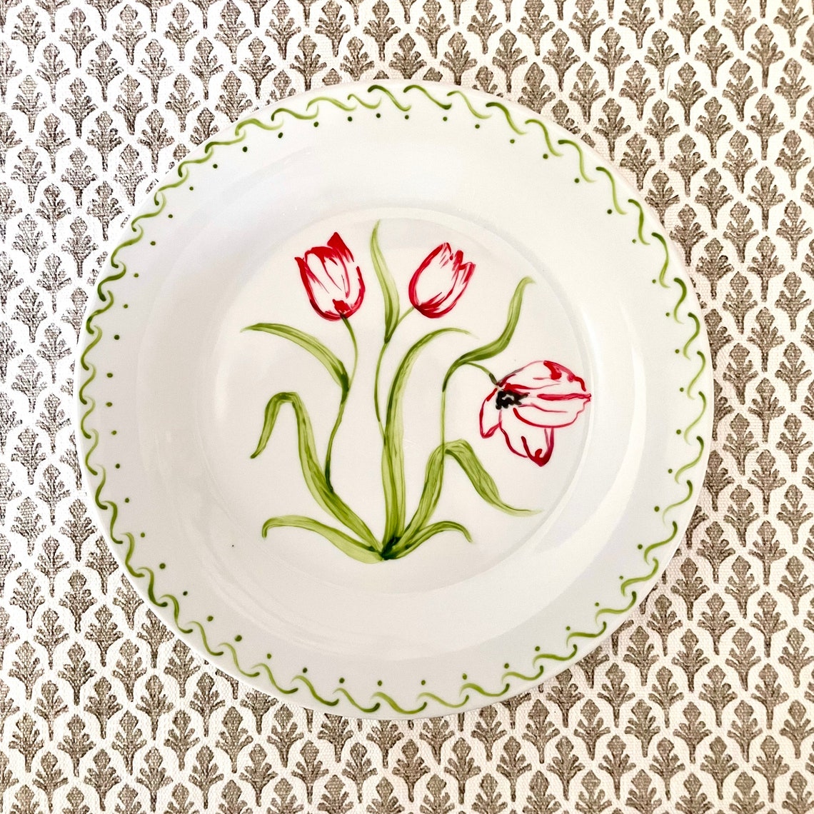 Hand-painted Floral Spring Tulip Ceramic Plate | Etsy