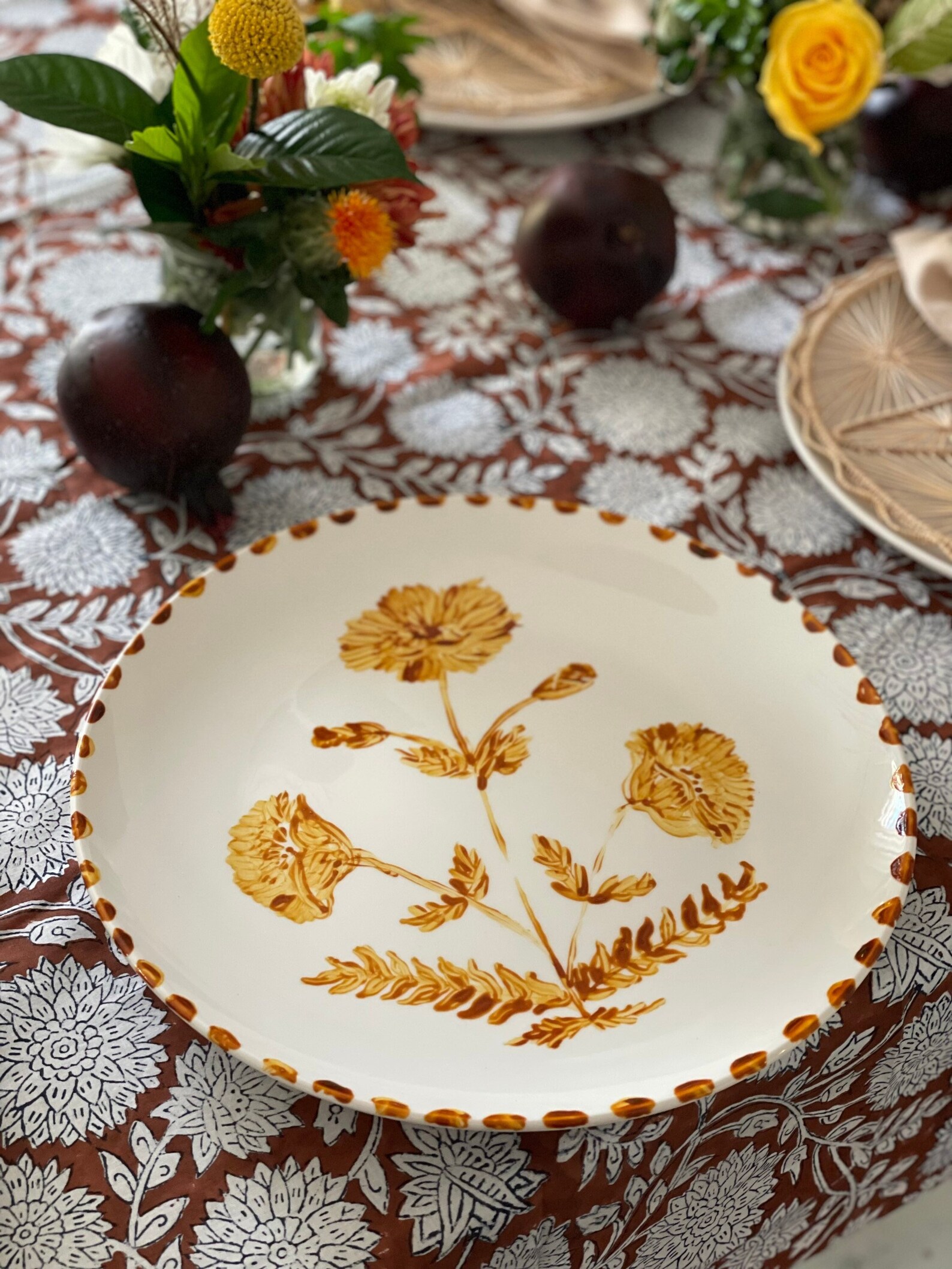 Hand-painted Floral Ceramic Plate - Etsy