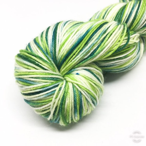 Variegated blue green yarn 100g merino and nylon sock yarn | Etsy