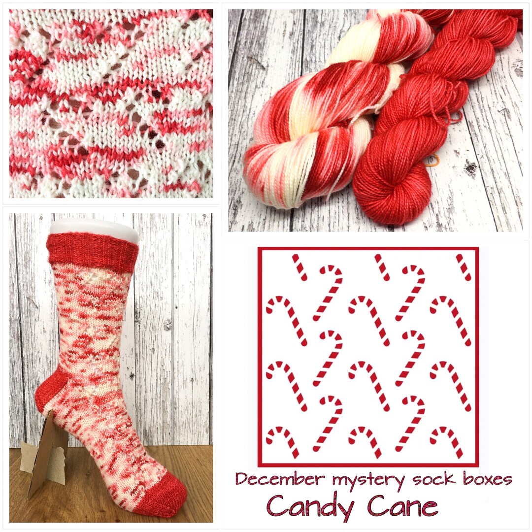 Christmas Sock Box, Candy Cane Sock Box, Yarn Subscription, Gift for ...