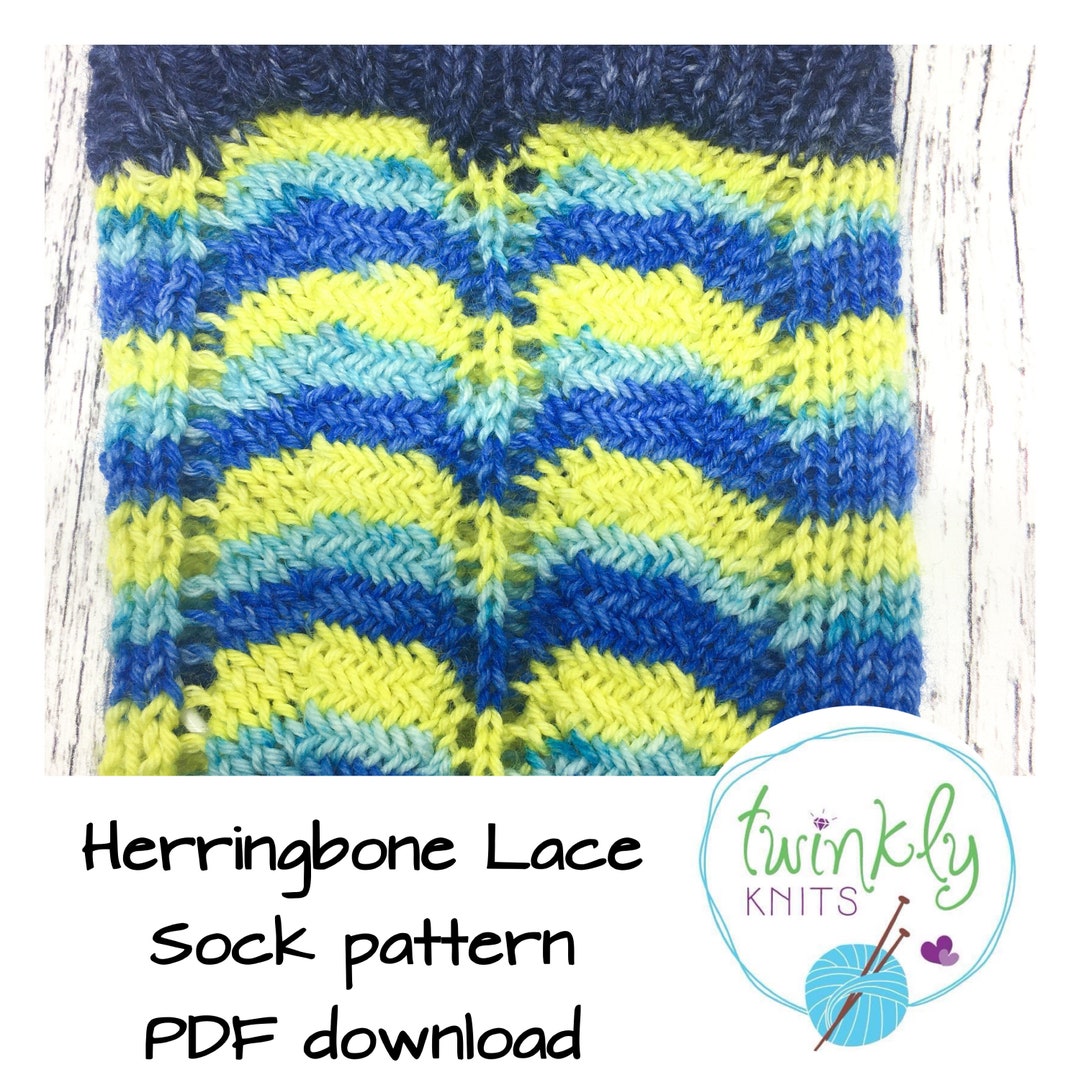 Herringbone Lace Sock Pattern, PDF Download, Lace Sock Pattern, Knitted ...