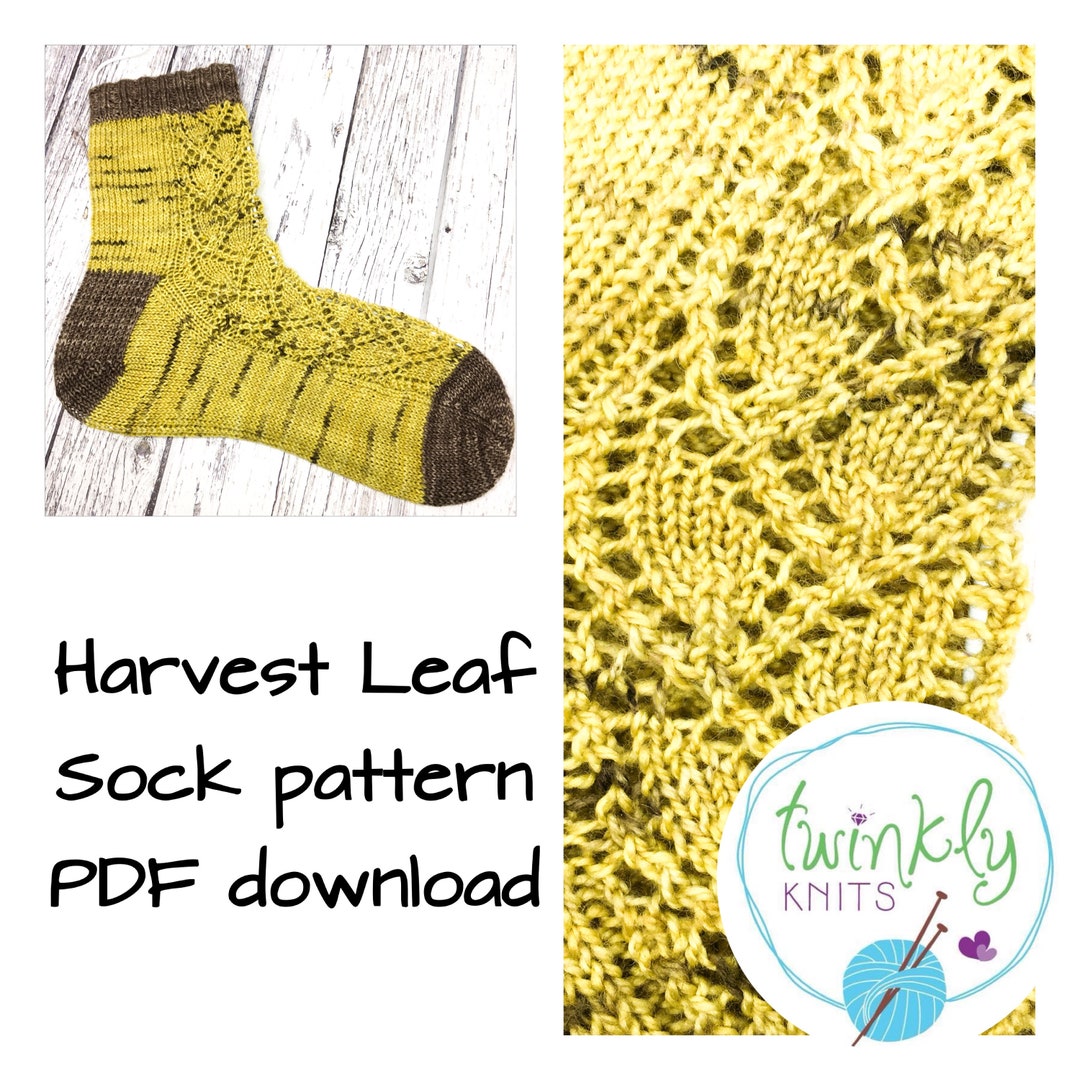 Harvest Leaf Sock Pattern, PDF Download, Leaf Sock Pattern, Knitted ...