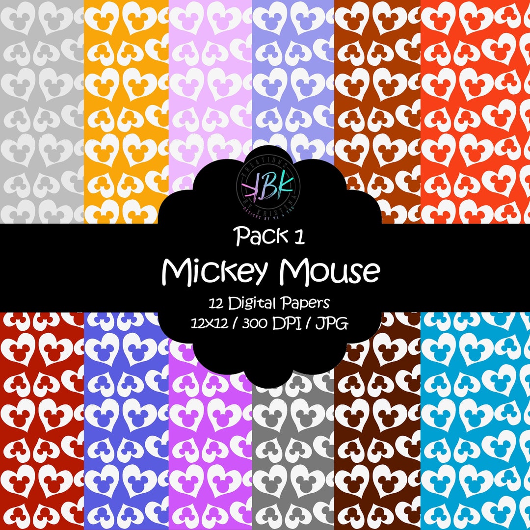 Mickey Mouse Digital Paper Pack 1 Mickey Scrapbook Paper 12 - Etsy