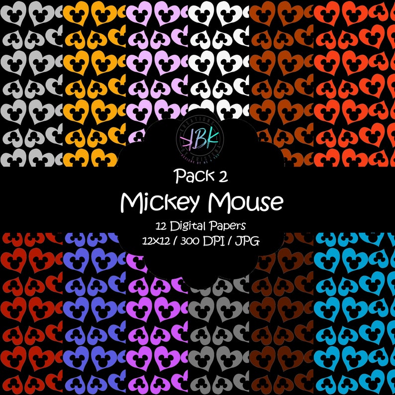Mickey Mouse Digital Paper Pack 2 Mickey Scrapbook Paper 12 - Etsy