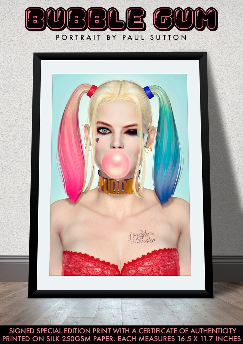 Margot Robbie Sexy Harley Quinn Suicide Squad Bubble Gum Dc Comic 8800