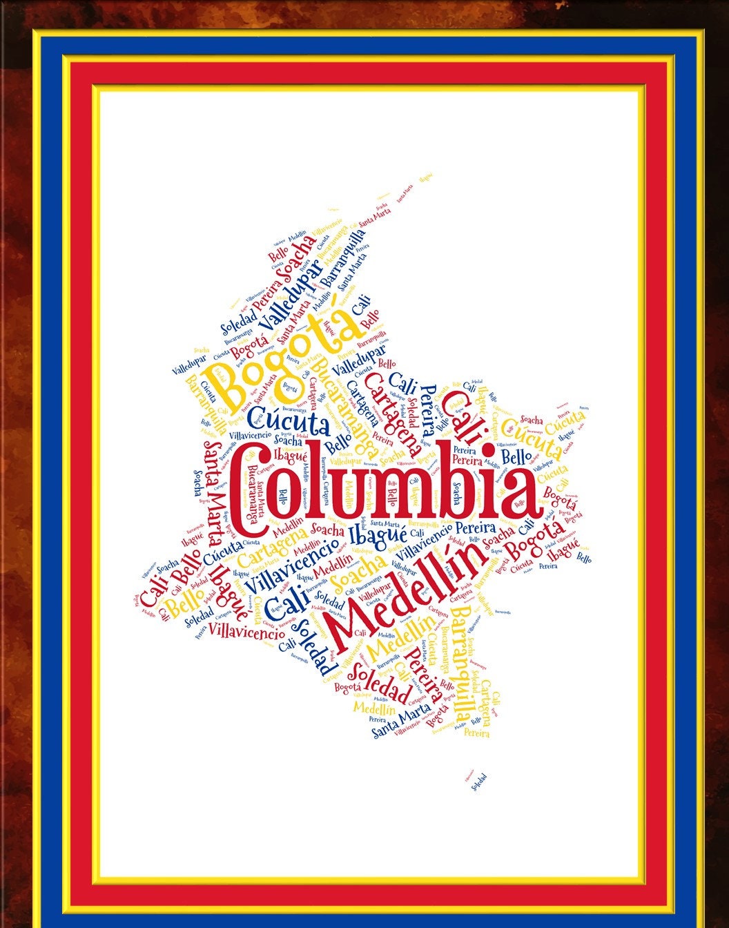 Colombia Word Art - Etsy