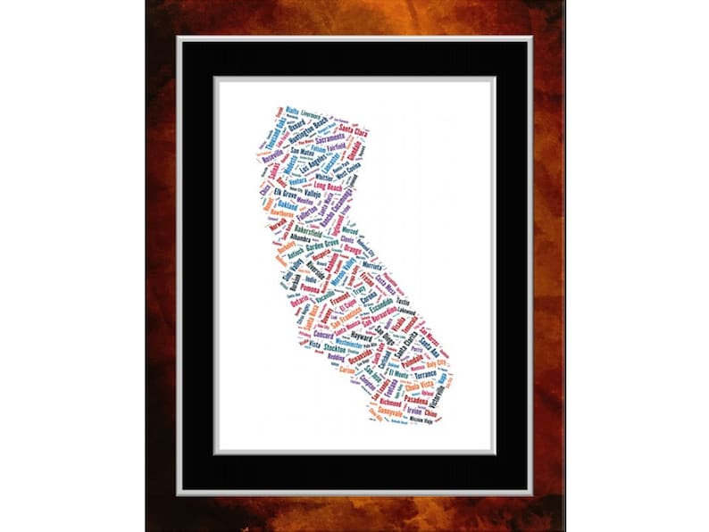 California Word Art All Cities - Etsy