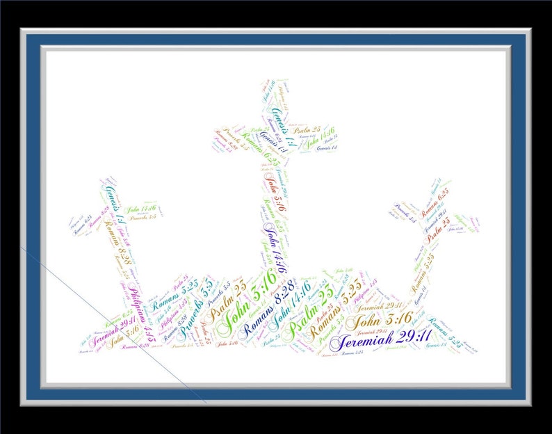 Bible Verse Word Art With 3 Crosses - Etsy