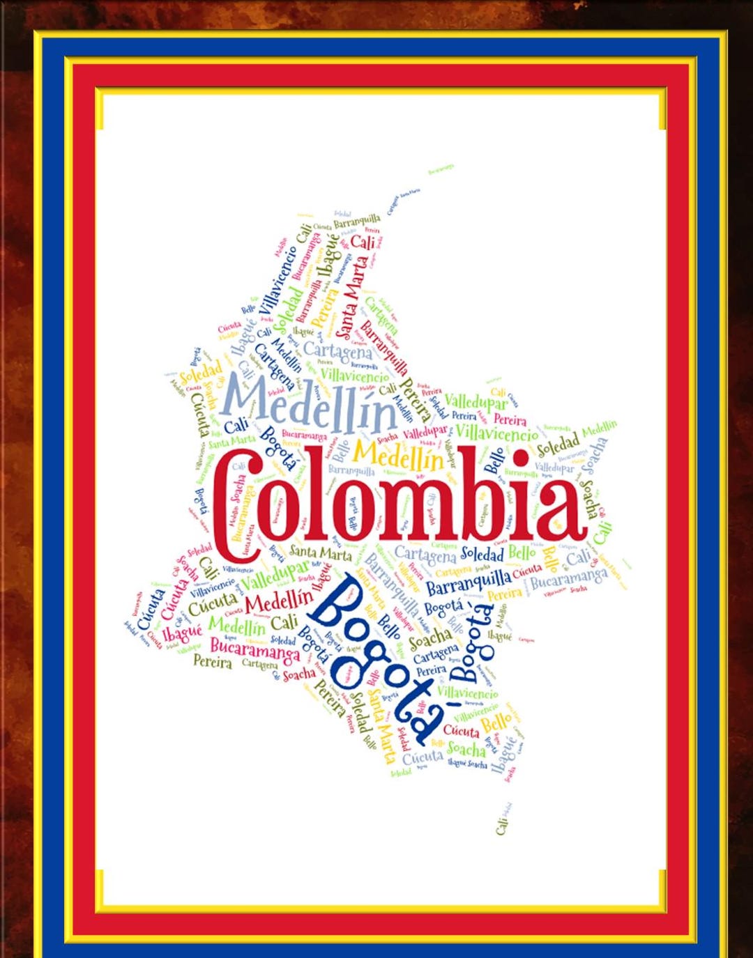 Colombia Word Art - Etsy