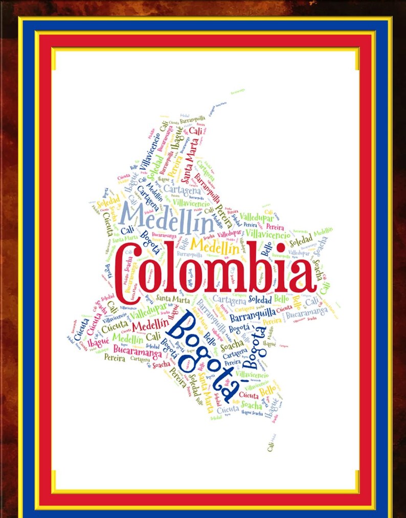 Colombia Word Art - Etsy